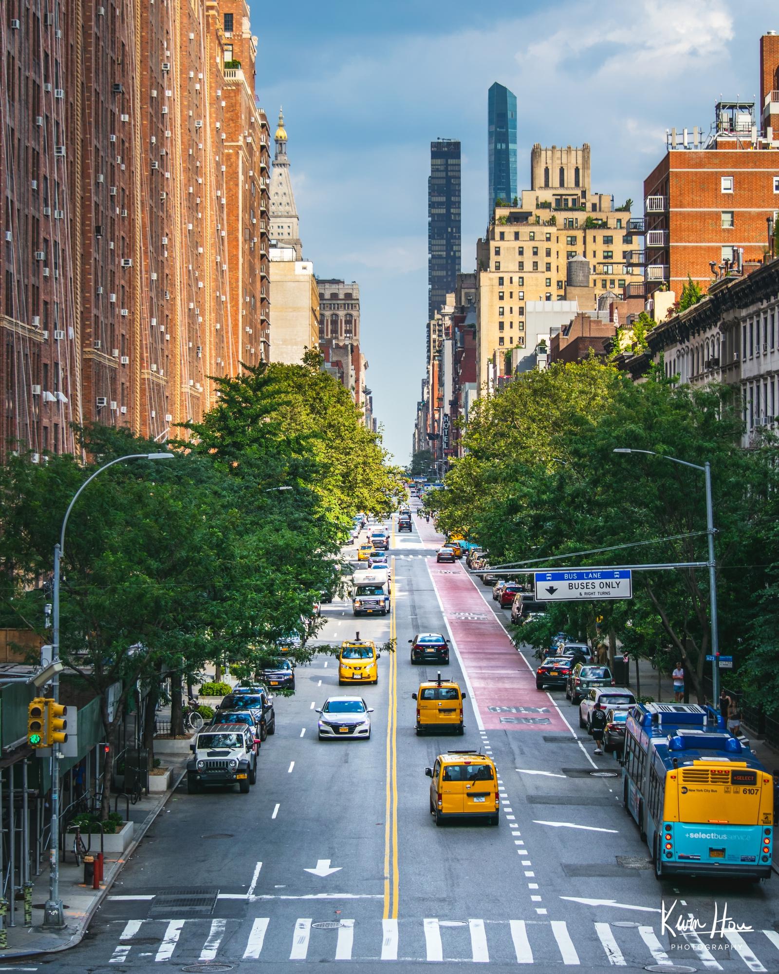 New York Looking Down Street from High Line - Vertical | Kevin Hou Photography